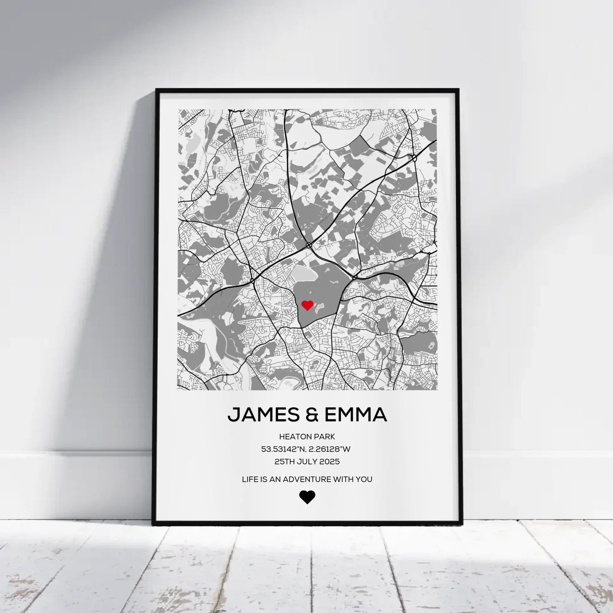 Couples Map - Personalised Gift - Fans Favourites